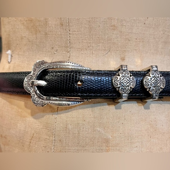 Brighton | Accessories | Brighton Black Leather Belt Silver Buckle ...